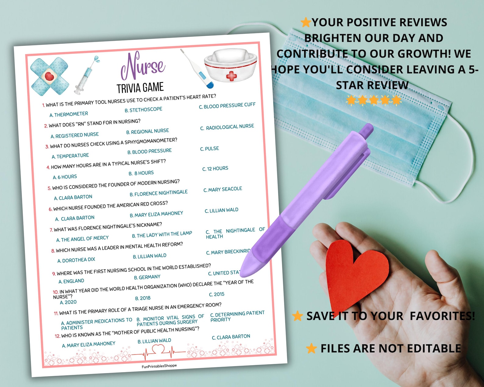 Nurse Trivia Game,nurse Quiz,nurse Appreciation Game,healthcare Trivia ...
