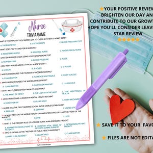 Nurse Trivia Game,nurse Quiz,nurse Appreciation Game,healthcare Trivia ...