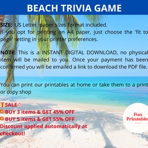 Beach Trivia Game,ocean Trivia,sea Trivia Game,summer Trivia,fun Beach ...