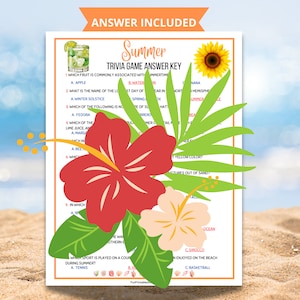 Summer Trivia Game,summer Office,summer Quiz,summertime Game,pool Party ...
