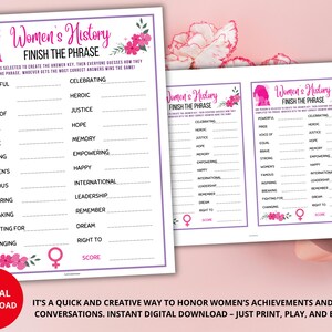 Women's History Month Finish the Phrase,womens History Trivia,women ...