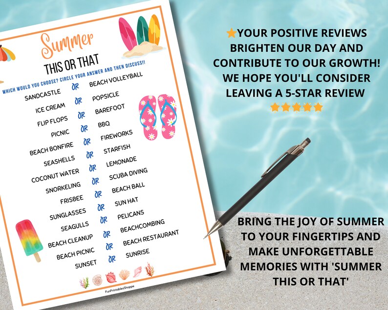 Summer This or That,pool Party Games,summer Games,would You Rather Game ...