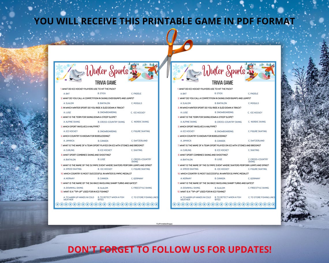 Winter Sports Trivia,winter Trivia Game,sports Trivia Game,sports Theme ...