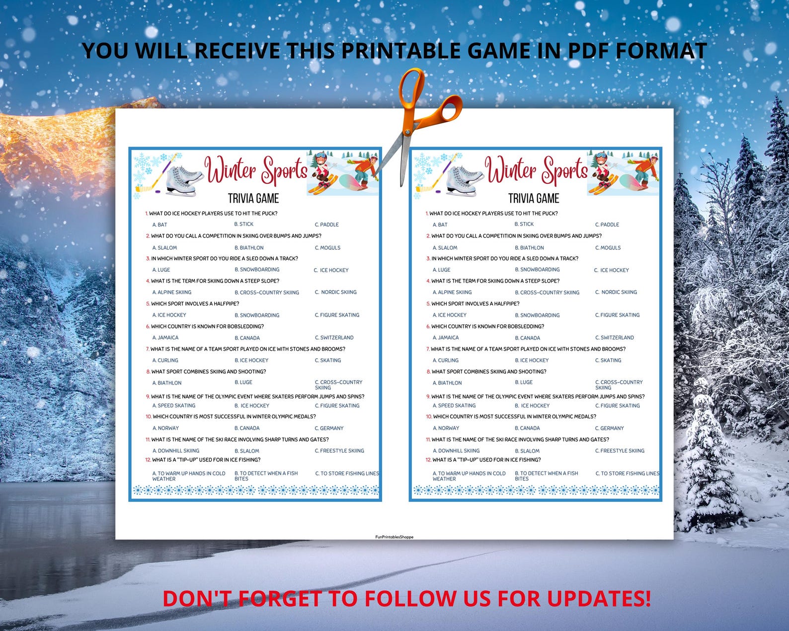 Winter Sports Trivia,winter Trivia Game,sports Trivia Game,sports Theme ...