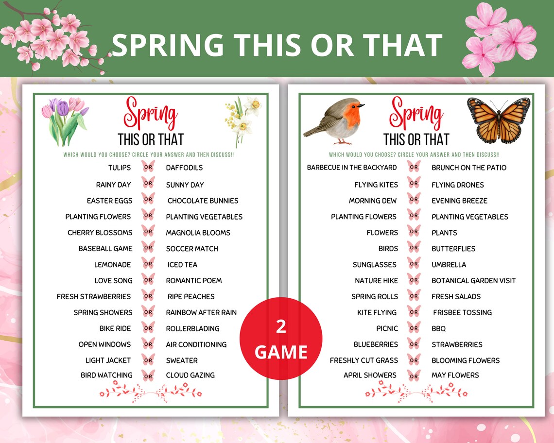 Spring This or That, Would You Rather Spring, Family Reunion Games, Ice ...