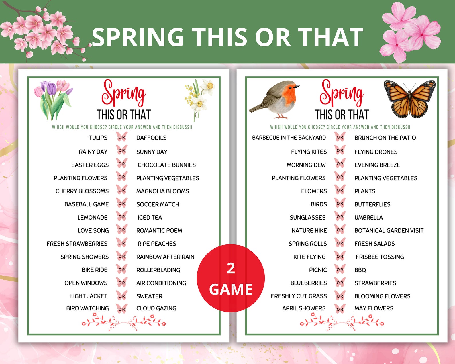 Spring This or That, Would You Rather Spring, Family Reunion Games, Ice ...