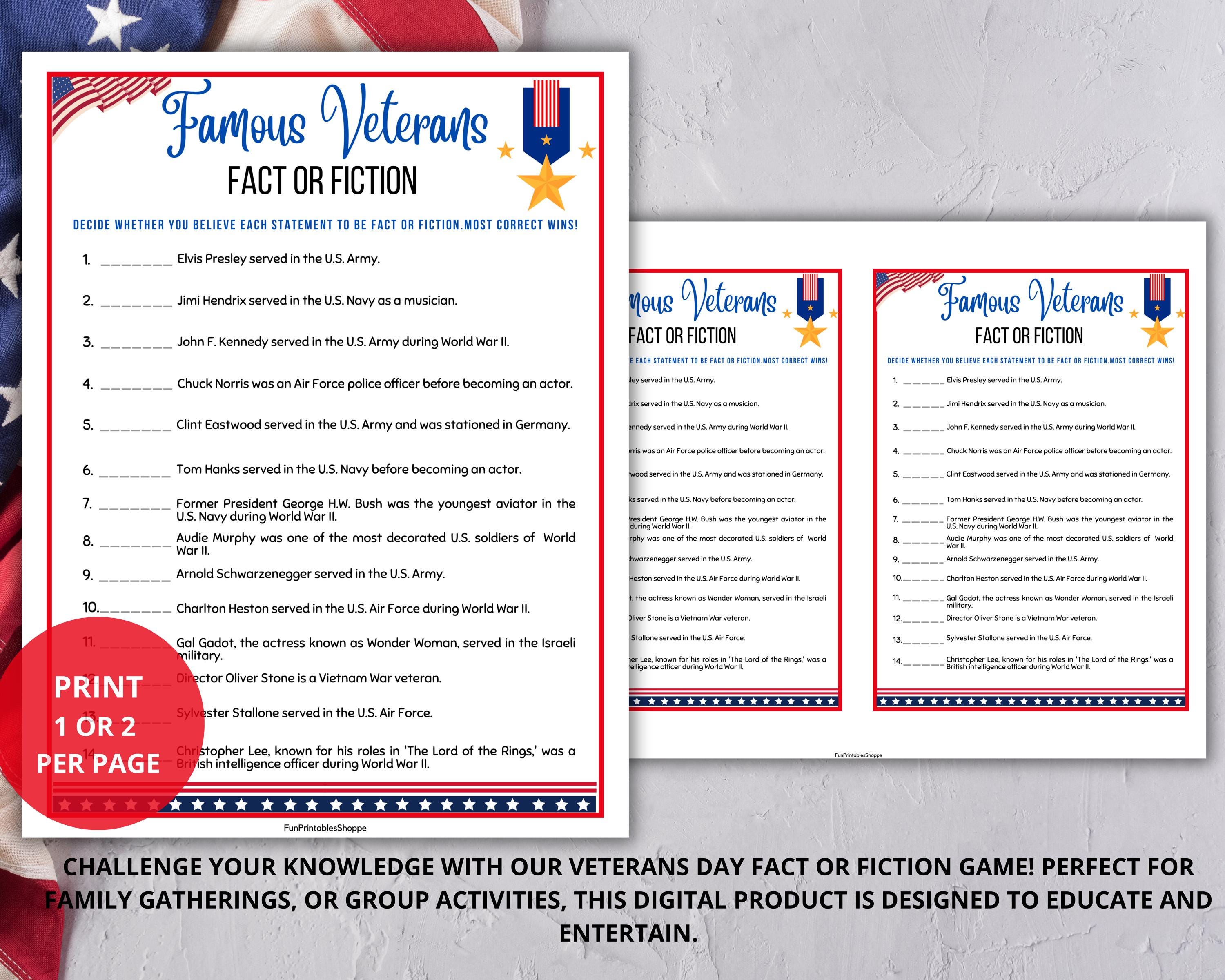 Famous Veterans Trivia,u.s Military Veteran,veteran Day Trivia,fact or ...