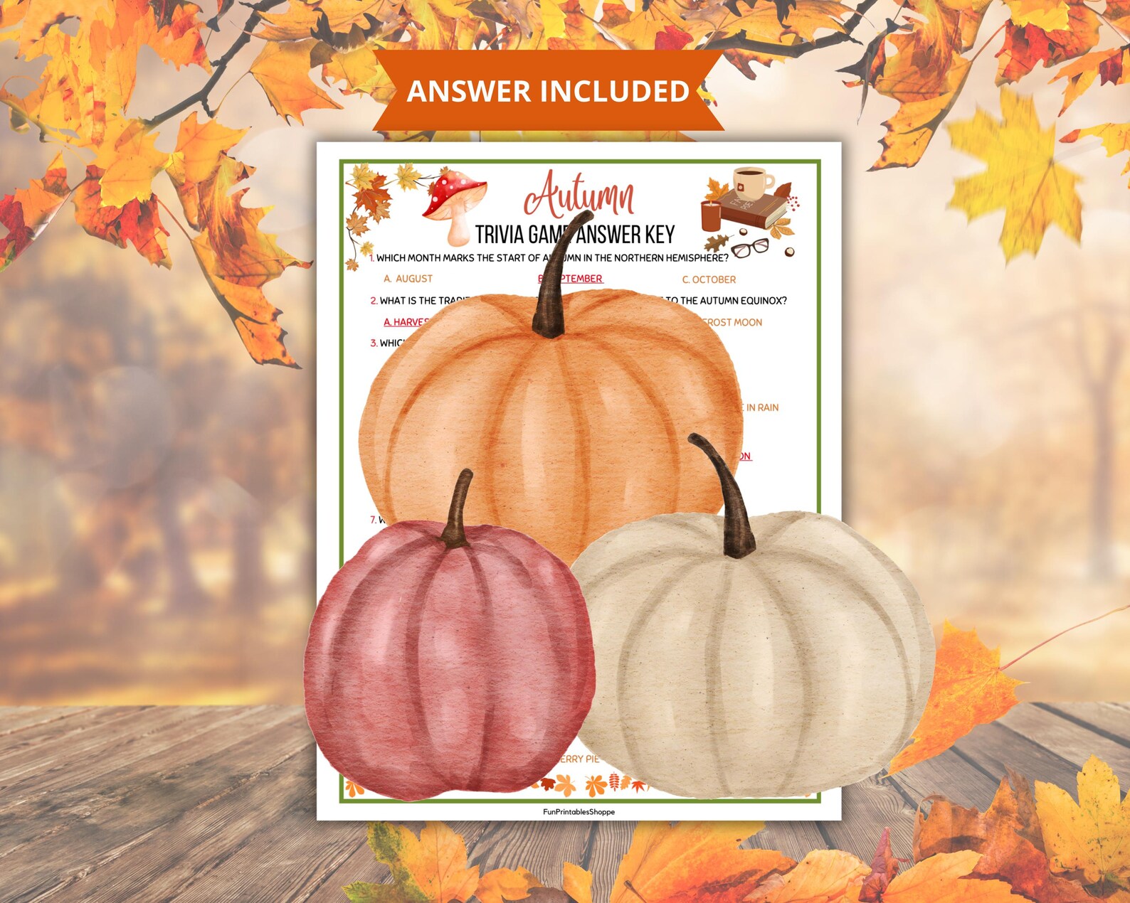 Fall Trivia Game,autumn Trivia Quiz,fall Party Game,autumn Activity ...
