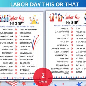 Labor Day This or That,labor Day Party Games,labor Day Activity,labor ...