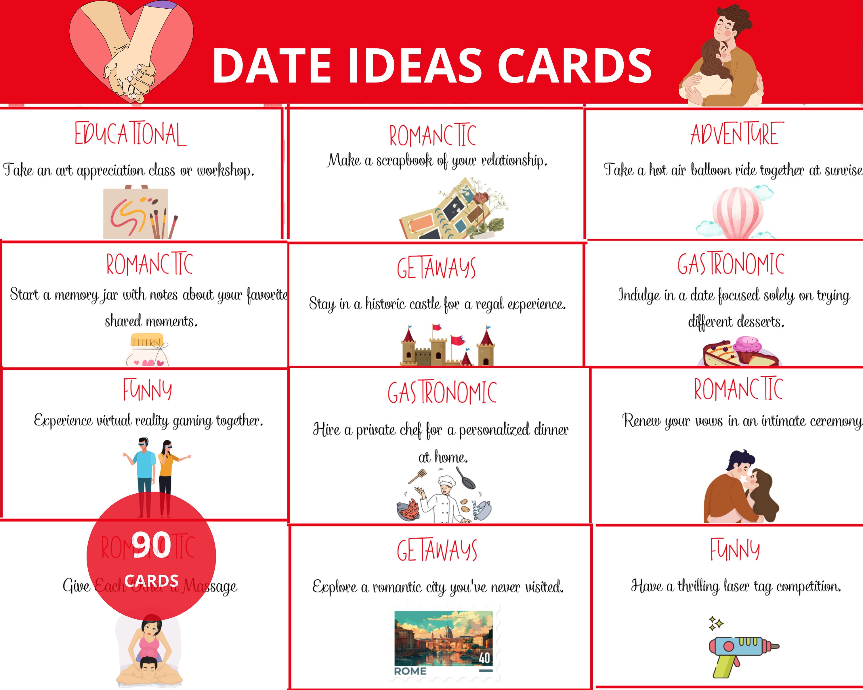 Printable Date Night Cards Ideas, Date Idea Jar, Date Night Coupons, Anniversary Gift, Last ...