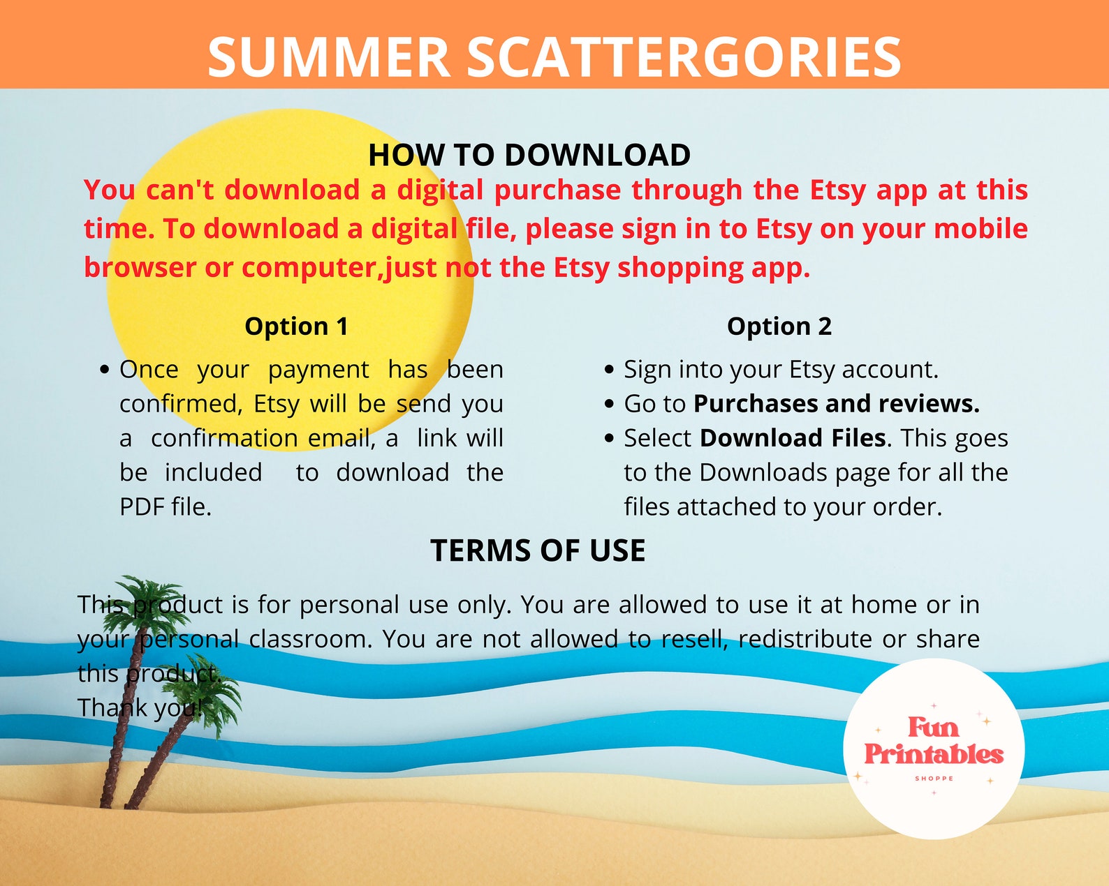 Summer Scattergories Game,summer Family Reunion,summer Fun Game,summer ...