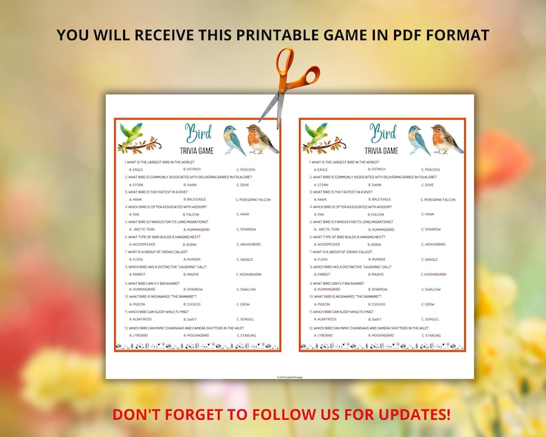 Bird Trivia Game,birds Quiz,animal Trivia,zoo Trivia,wildlife Quiz ...