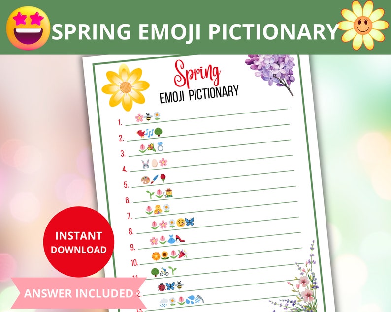 Spring Emoji Game, Spring Party Game, Spring Season Game,family Game ...