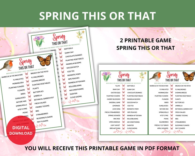 Spring This or That, Would You Rather Spring, Family Reunion Games, Ice ...