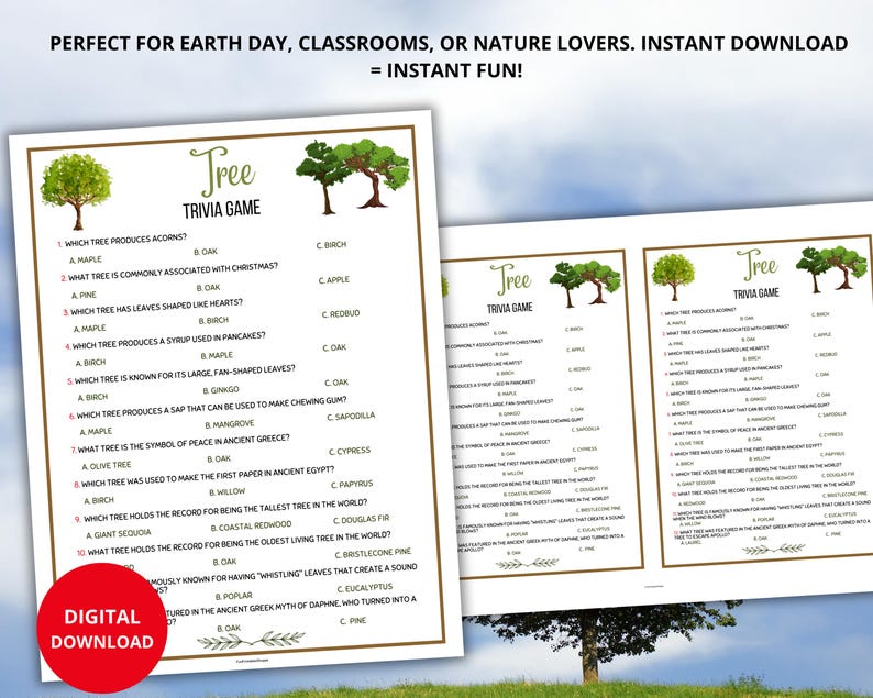 Tree Trivia Game,nature Trivia,tree Quiz,teen Party Games,plant Trivia ...
