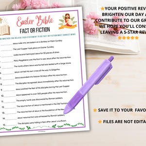 Easter Bible Fact or Fiction Game,easter Bible Quiz,easter Story Game ...