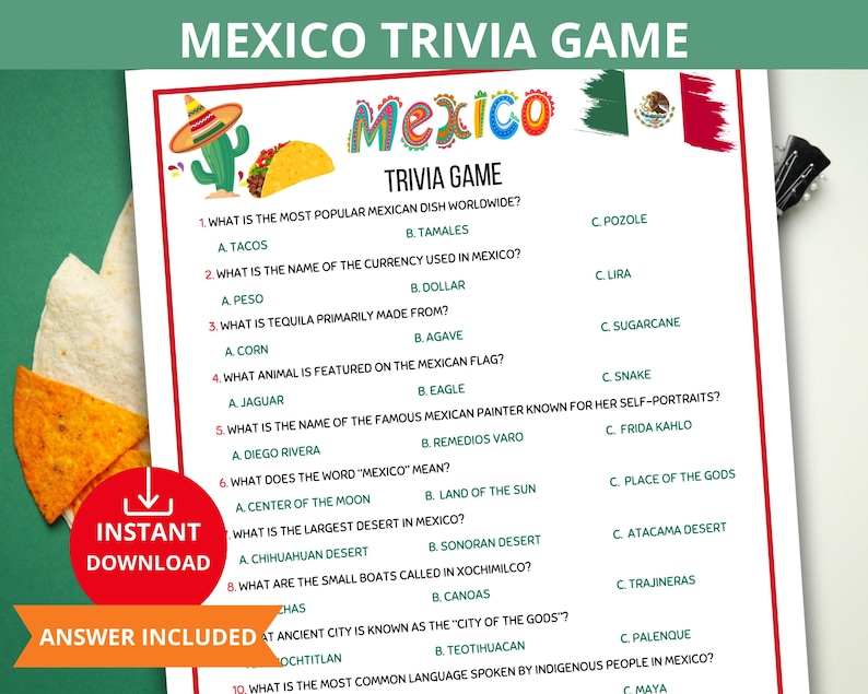 Mexico Trivia Game,mexican History Questions,mexico Quiz,mexican ...