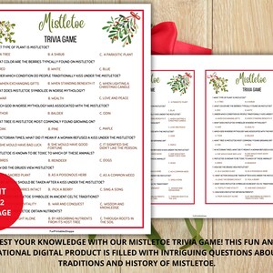Christmas Trivia Game,mistletoe Trivia,xmas Questions,christmas Party ...