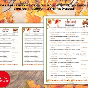 Fall Trivia Game,autumn Trivia Quiz,fall Party Game,autumn Activity ...