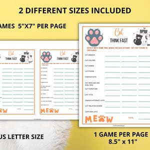 Cat Think Fast Game,cat Party Activity,cat Birthday Party,pets Game,cat ...
