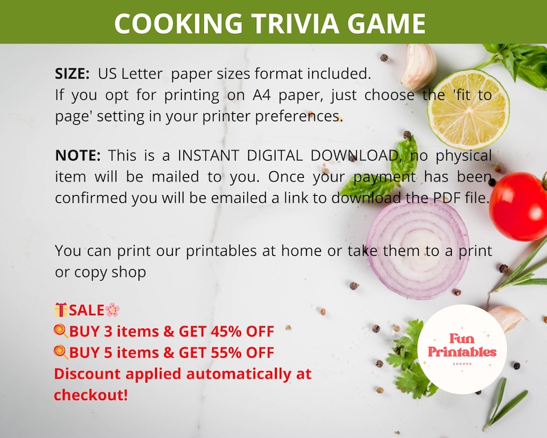 Cooking Trivia Game,food Trivia,cooking Quiz,kitchen Trivia,foodie ...