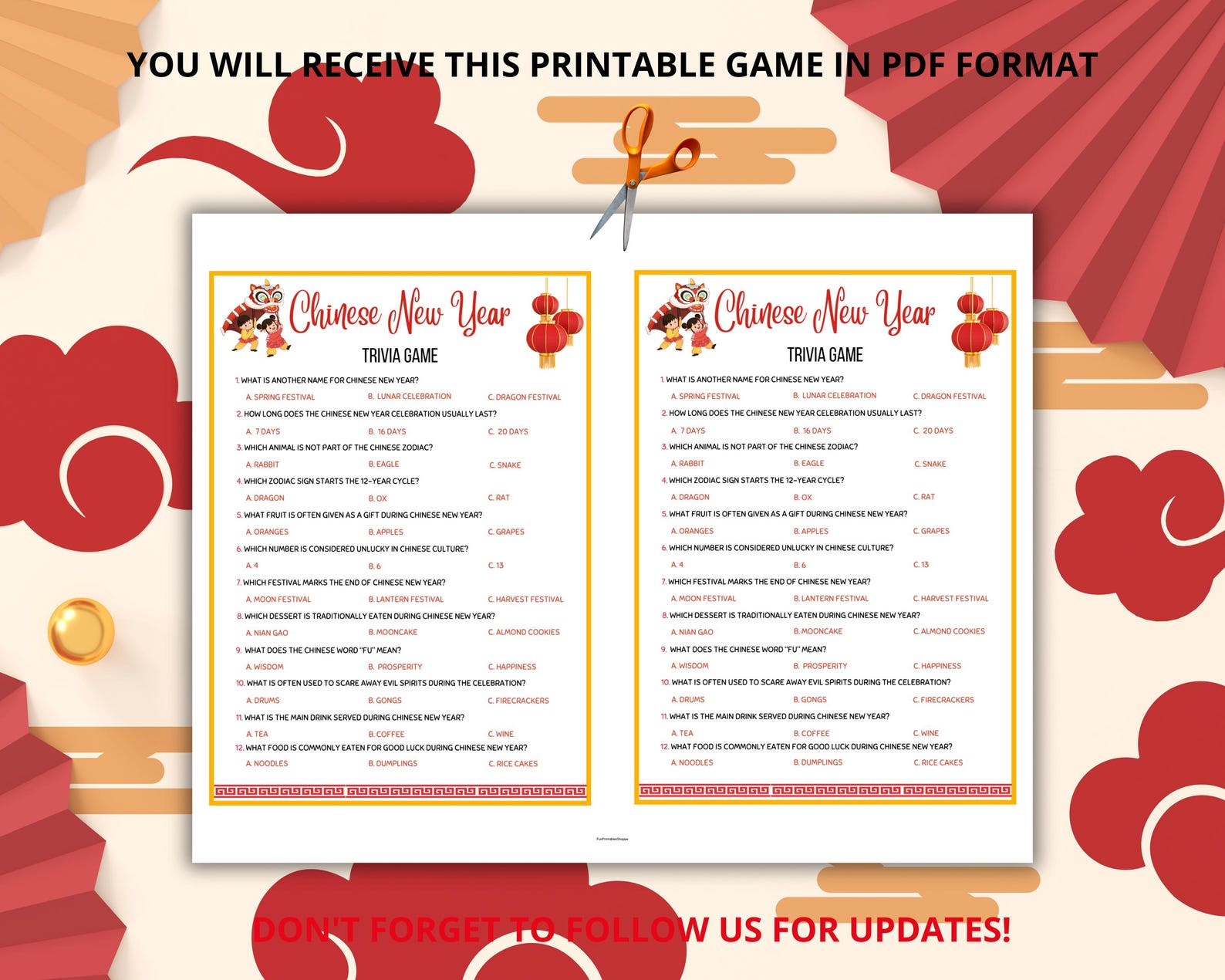 Chinese New Year Trivia,lunar New Year Activity,cny Quiz Game,chinese ...
