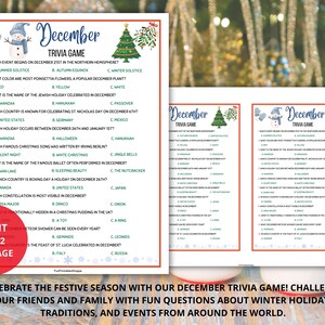 December Trivia Game,winter Holiday Game,december Quiz,winter Season ...