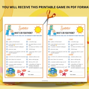 Summer Whats in Your Phone,summer Party Game,phone Game,pool Party ...