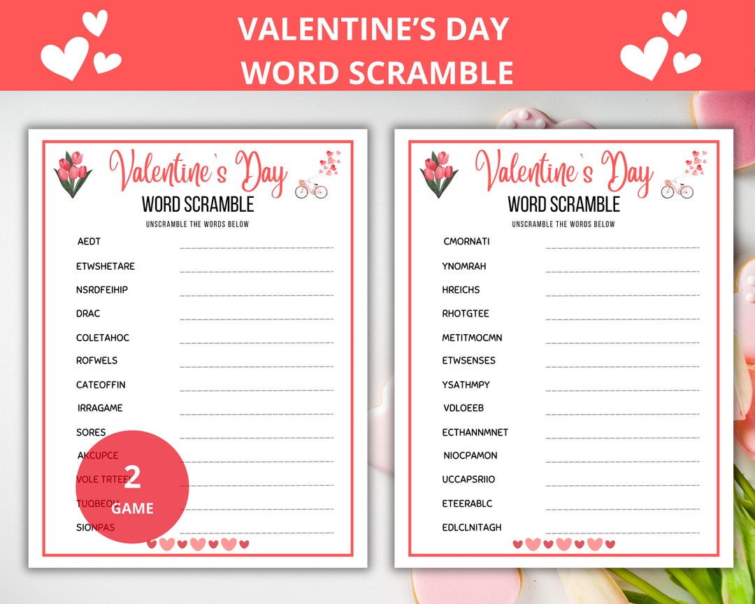 Valentines Day Word Scramble Printable Game, Galentines Games,fun Date ...