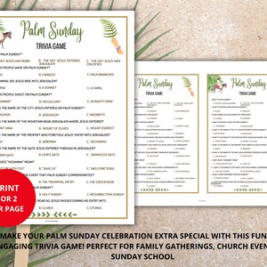 Palm Sunday Trivia,easter Story Trivia Game,holy Week Trivia,bible ...