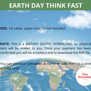 Earth Day Think Fast Game,think Fast Game,spring Activity,earth Day for ...