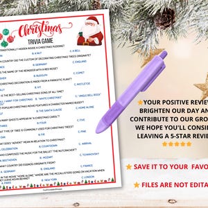 Christmas Trivia Game,holiday Trivia Questions,fun Christmas Quiz ...
