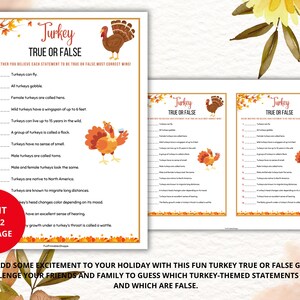 Turkey Day Quiz,thanksgiving Turkey Game,thanksgiving Fact or Fiction ...