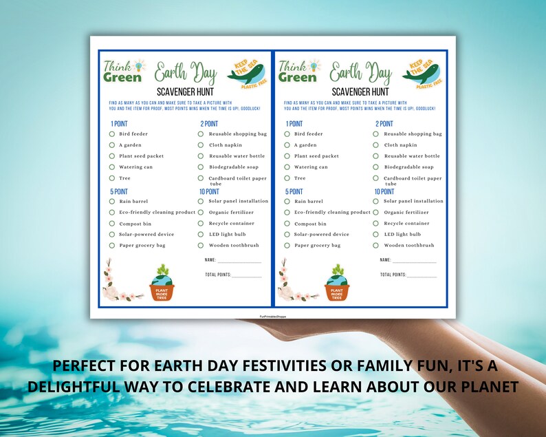 Earth Day Scavenger Hunt Game,spring Games,earth Day Activities, Adults ...