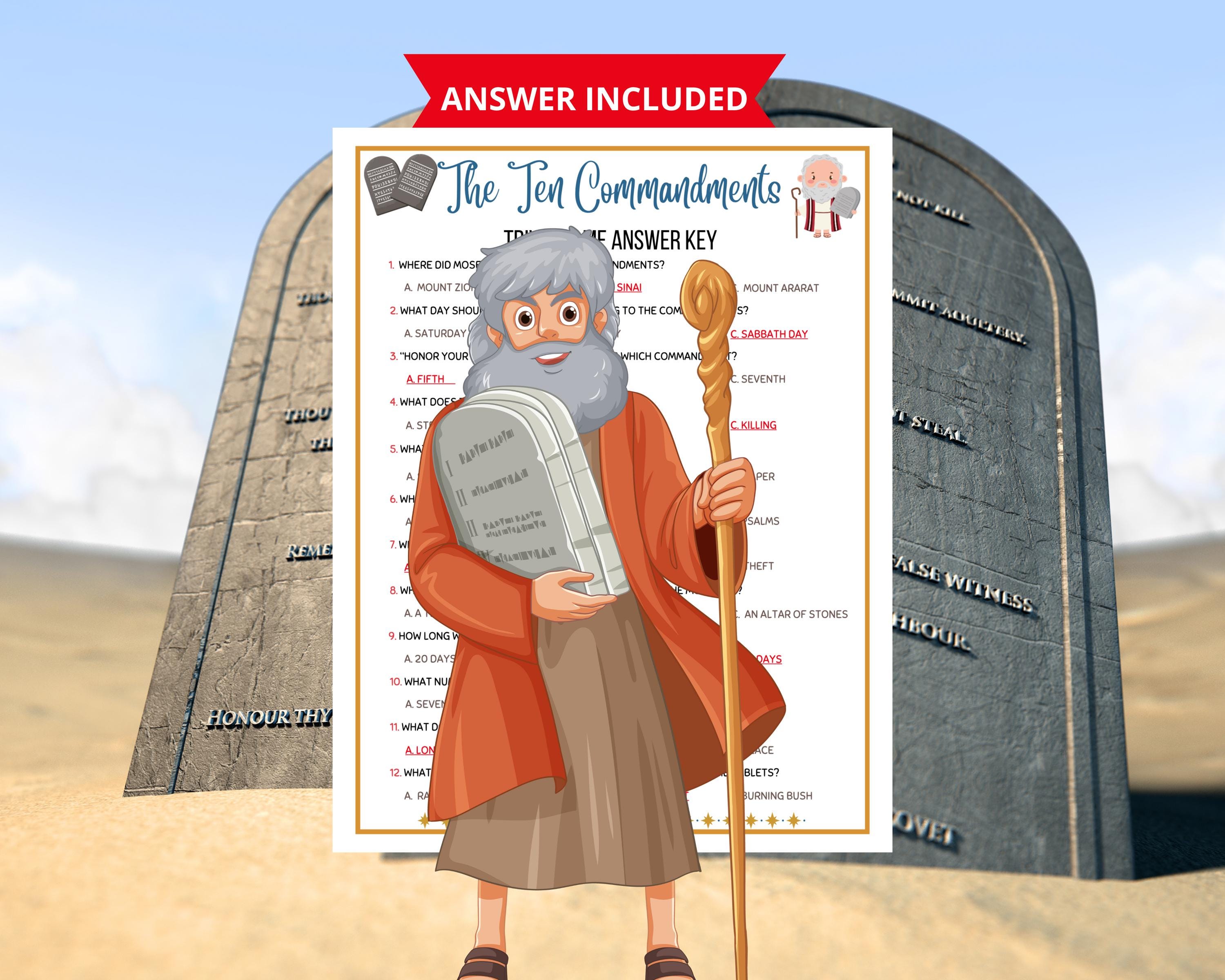 10 Commandments Trivia,the Ten Commandments Trivia,bible Trivia Game ...