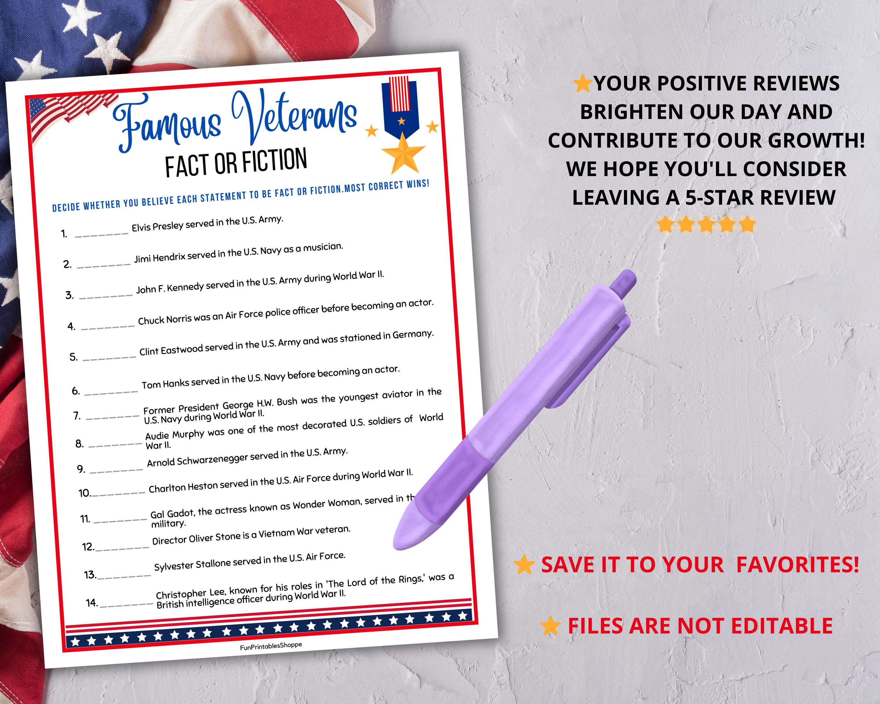 Famous Veterans Trivia,u.s Military Veteran,veteran Day Trivia,fact or ...