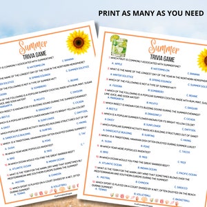 Summer Trivia Game,summer Office,summer Quiz,summertime Game,pool Party ...
