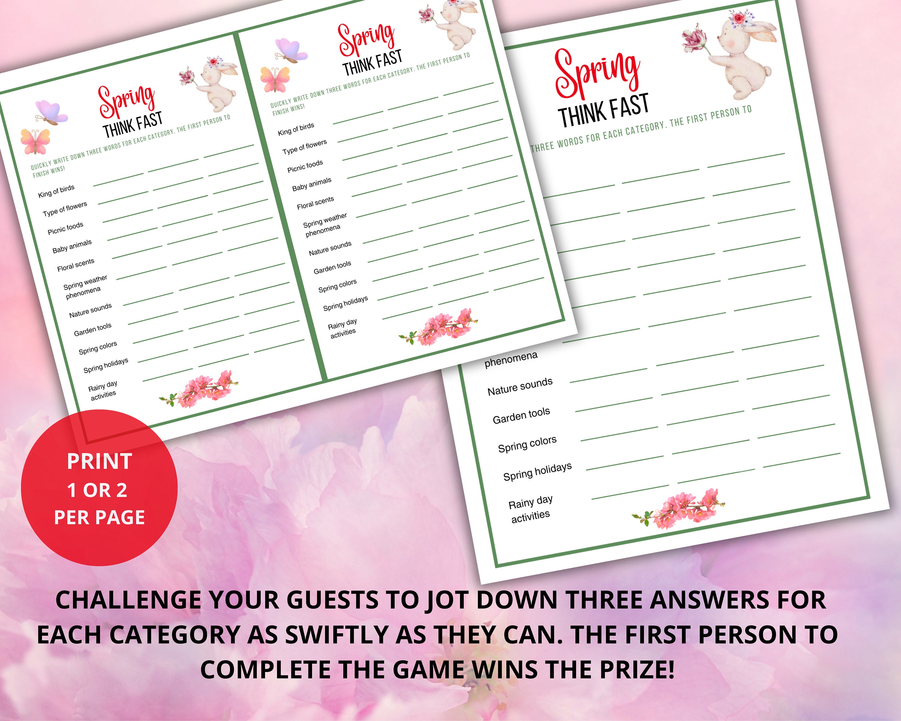 Spring Think Fast Game,quick Think Spring Game, Spring Classroom ...