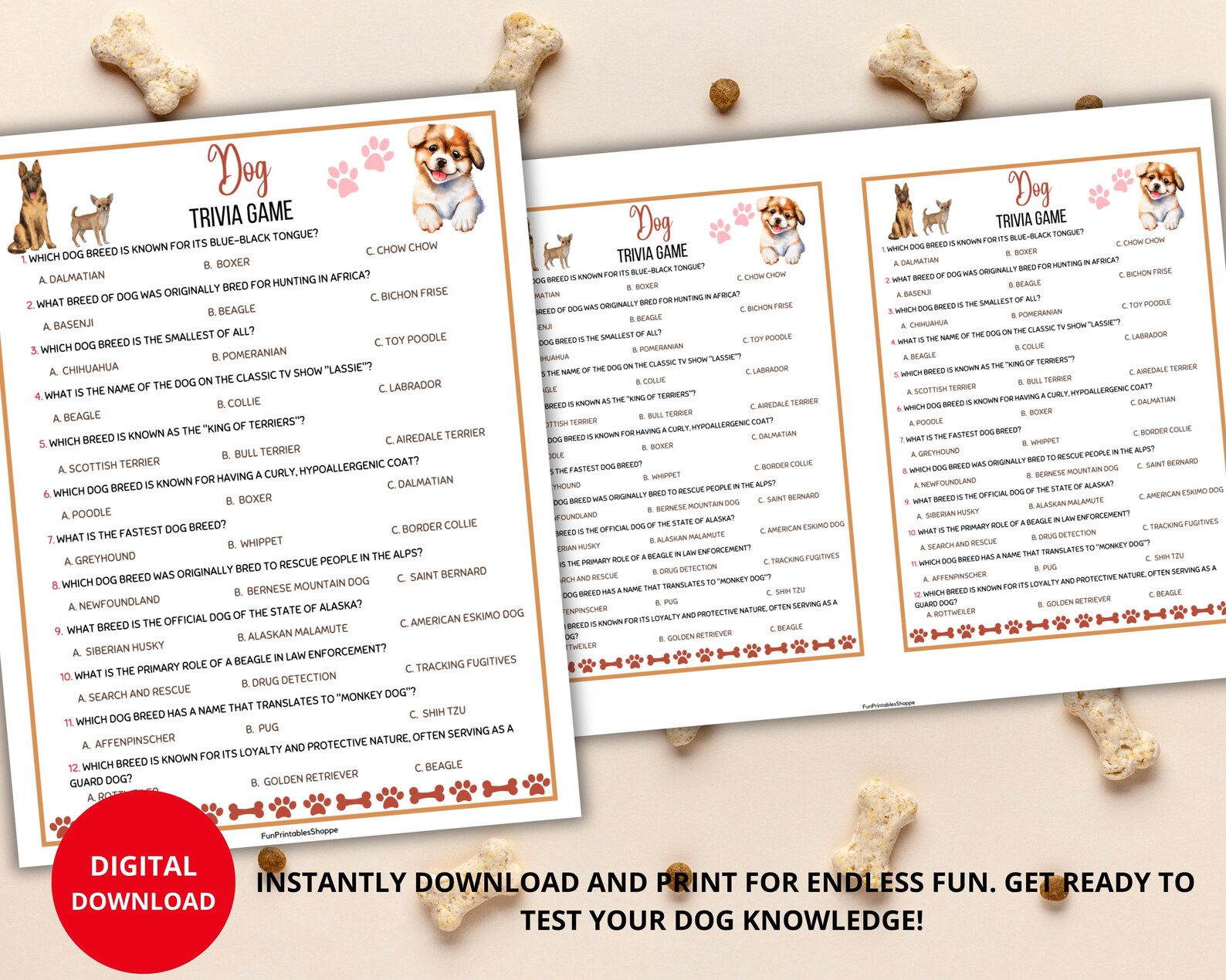 Dog Trivia Game,pets Trivia Game,animal Trivia,dog Party Game,pets ...