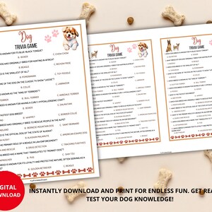 Dog Trivia Game,pets Trivia Game,animal Trivia,dog Party Game,pets ...