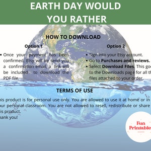Earth Day Would You Rather Game, This or That Game,earth Day Activity ...