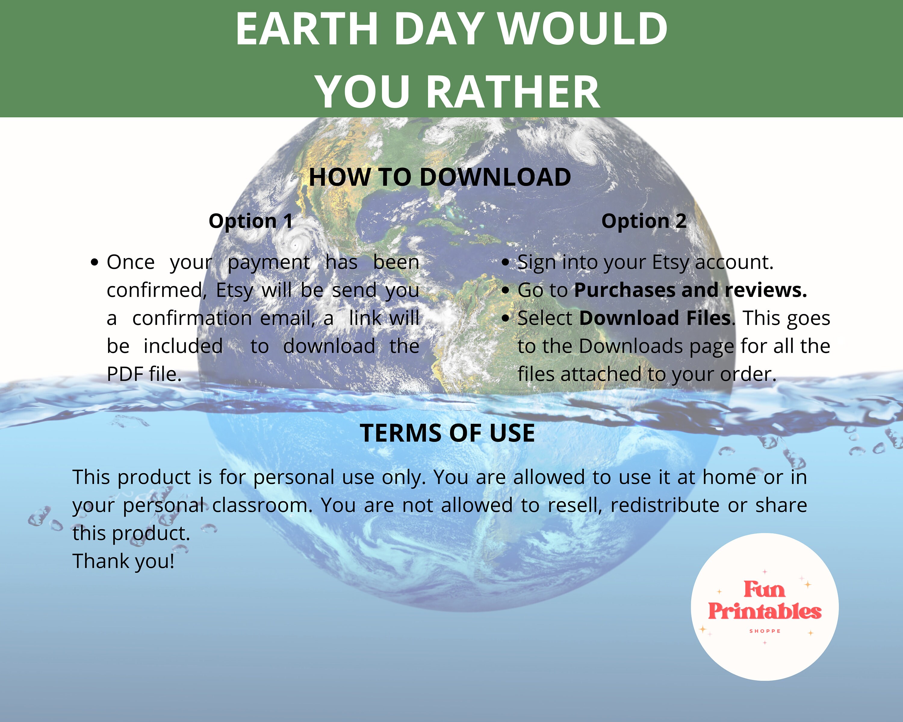 Earth Day Would You Rather Game, This or That Game,earth Day Activity ...