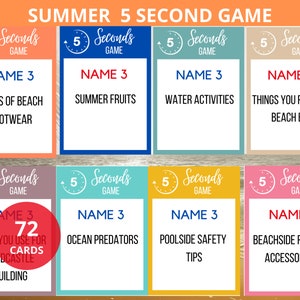 Summer 5 Second Game,summer Party Game,summer Trivia,pool Party Game ...