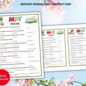 May Trivia Game,month Party Games,may Quiz Question,monthly Trivia Quiz ...