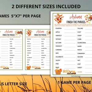 Fall Finish the Phrase,autumn Party,fall Activities,fun Harvest Game ...