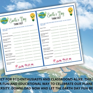 Earth Day Think Fast Game,think Fast Game,spring Activity,earth Day for ...