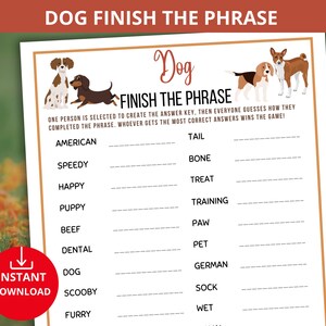 Dog Finish the Phrase Game - Etsy