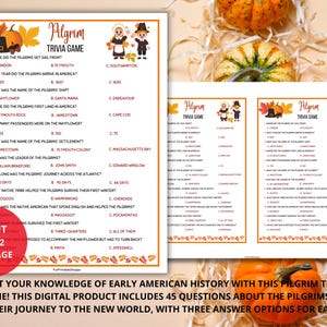 Thanksgiving Trivia Game,pilgrim Trivia Quiz,friendsgiving Games ...