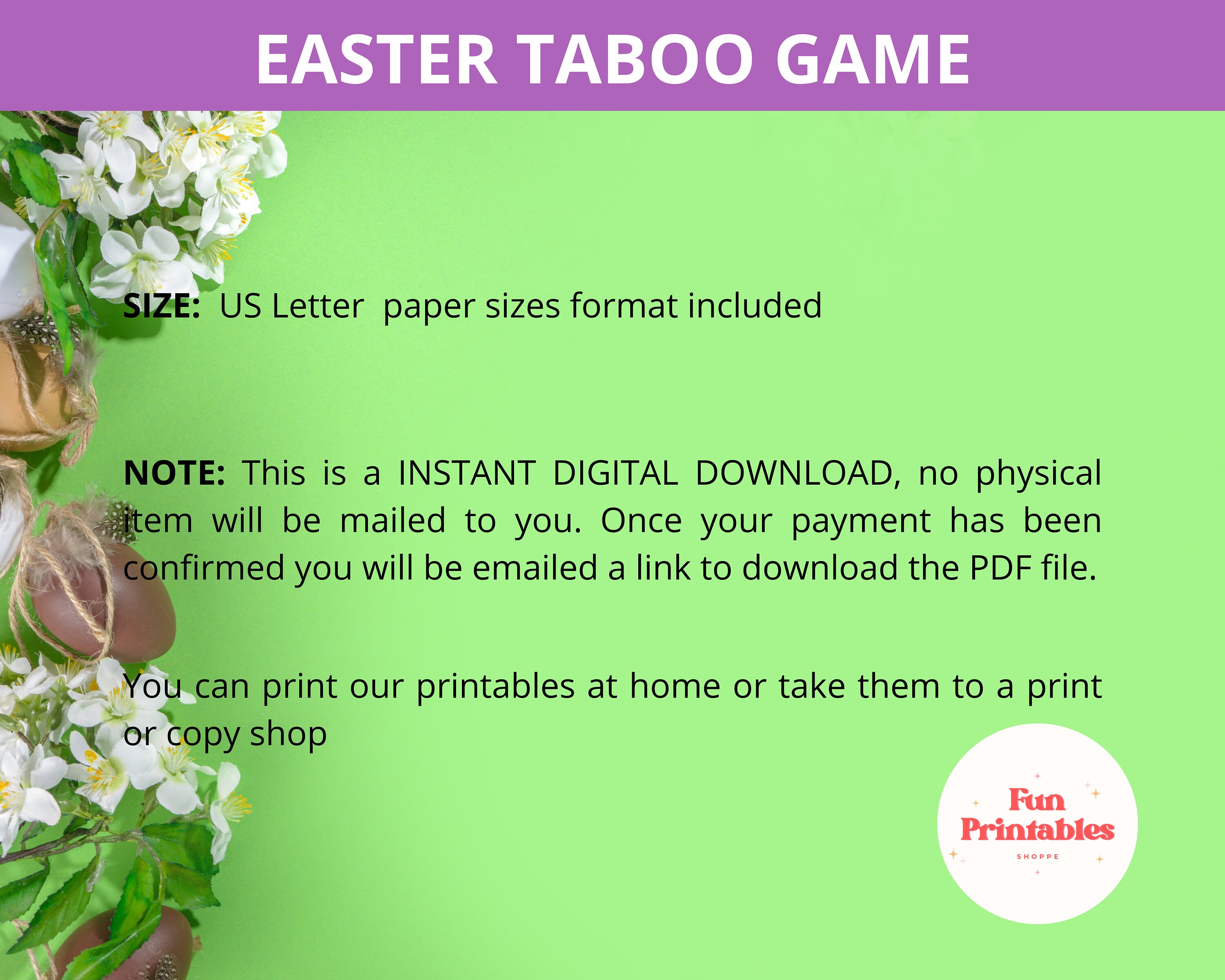 Easter Taboo Cards,easter Party Game,easter Activity,easter Taboo Word ...