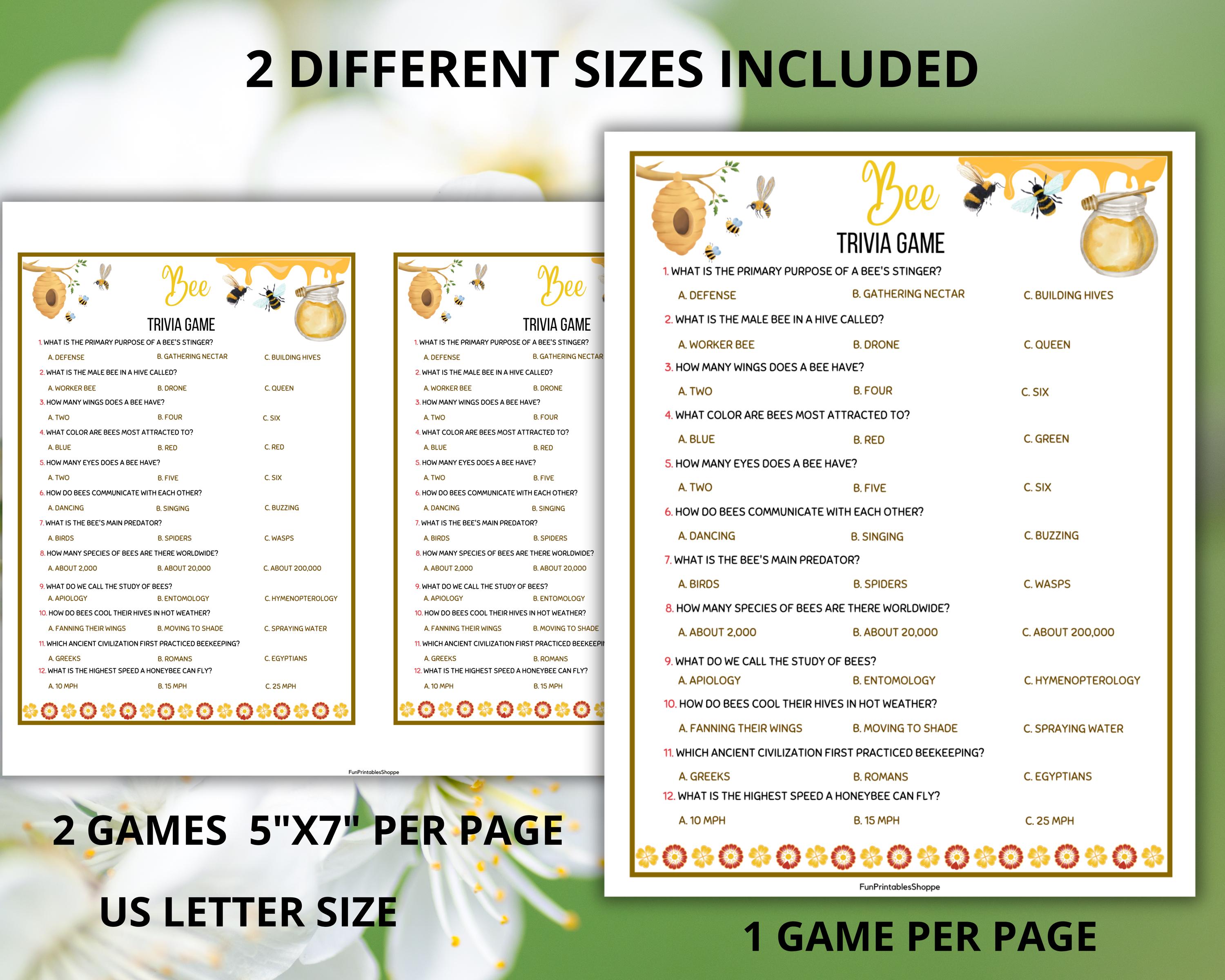 Bee Trivia Game,honey Bee Trivia,bee Quiz,bugs Trivia,animals Quiz ...